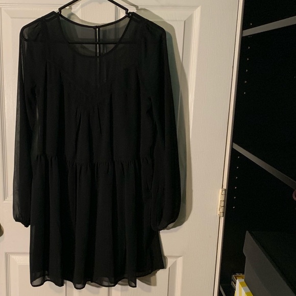Express | Dresses | Express Long Sleeve Sheer Dress In Black | Poshmark